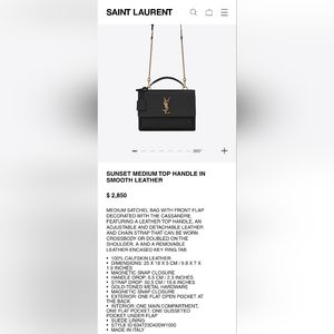 Yves Saint Laurent | Bags | Ysl Sunset Medium Leather Top Handle Bag In Smooth Leather | Poshmark